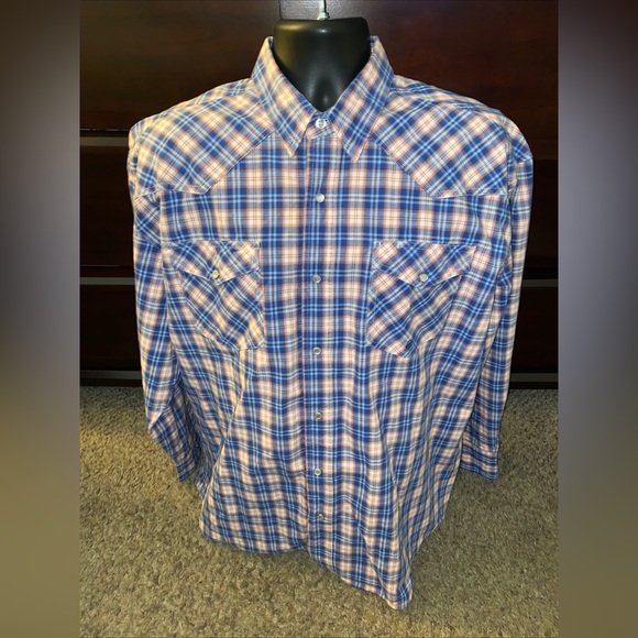 Roper | Shirts | Roper Shirt Mens Xl Plaid Pearl Snap Long Sleeve ...